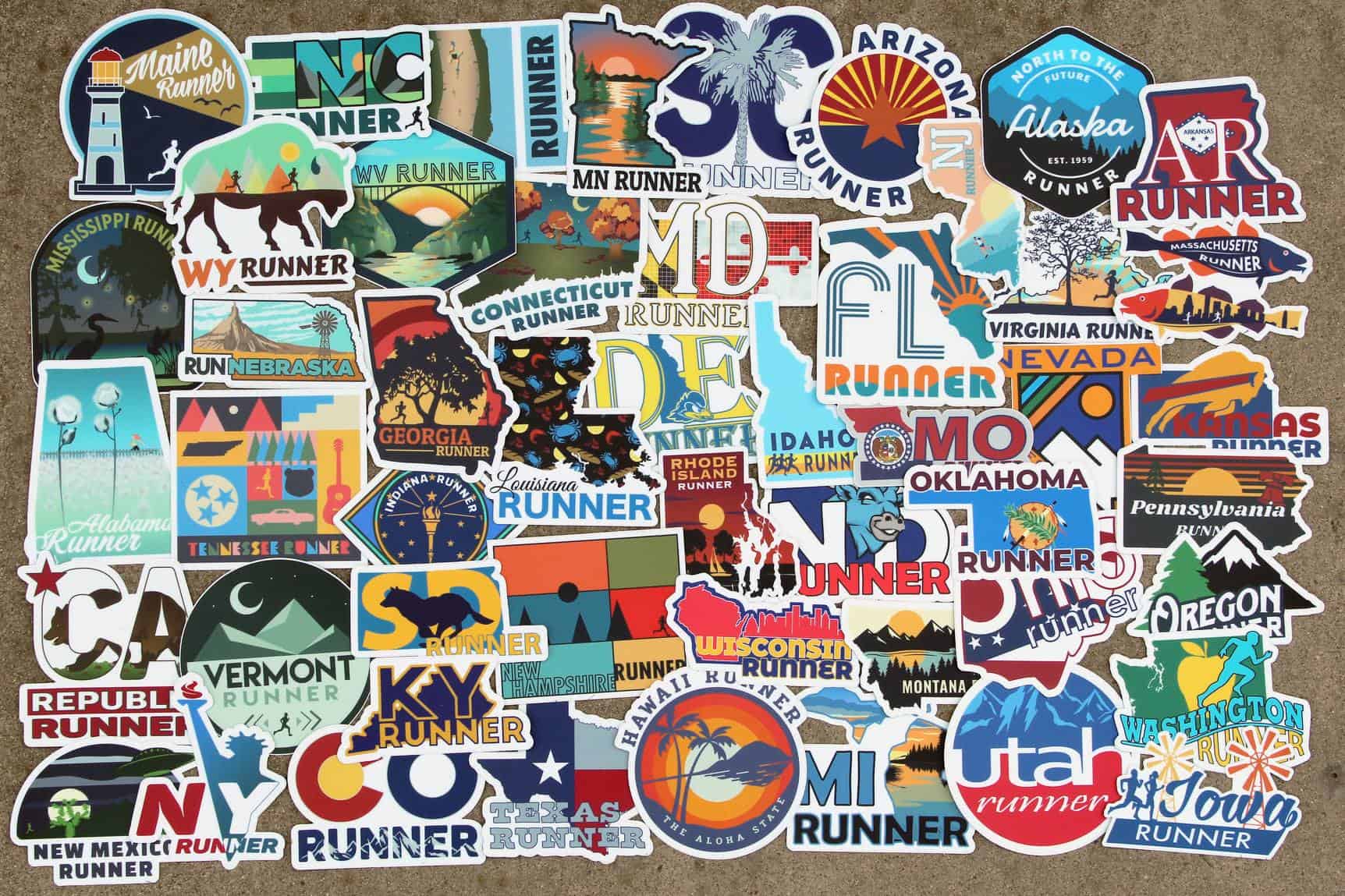 Run 50 States Stickers | 50 States Marathon Club Gift Ideas – Sunrise ...